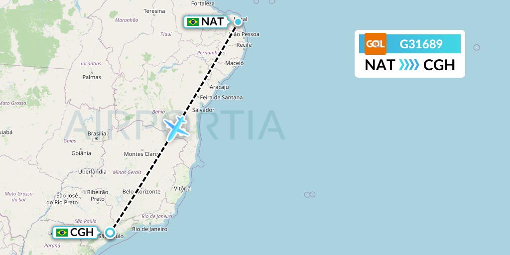 G31689 Flight Status GOL Transportes Aeros: Natal to Sao Paulo (GLO1689)