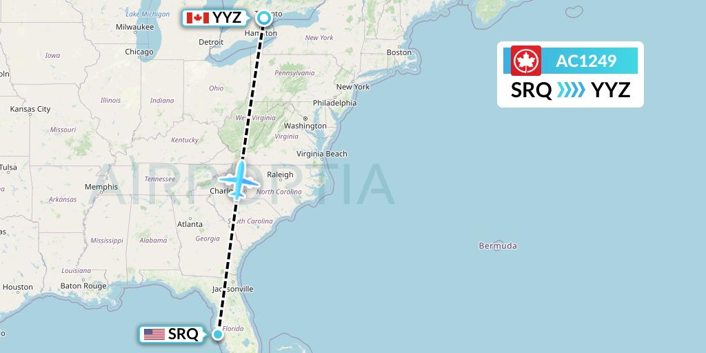 AC1249 Flight Status Air Canada: Sarasota to Toronto (ACA1249)