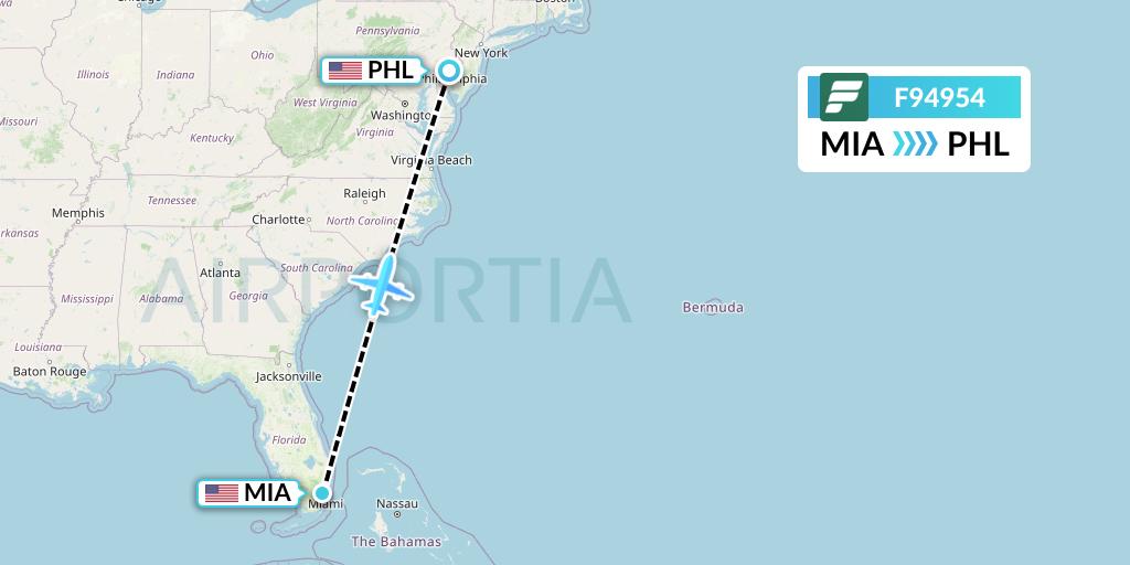 F94954 Flight Status Frontier Airlines: Miami to Philadelphia (FFT4954)