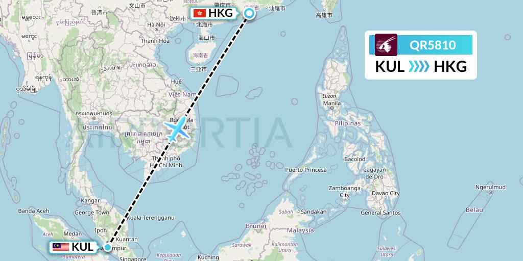 QR5810 Flight Status Qatar Airways: Kuala Lumpur to Hong Kong (QTR5810)