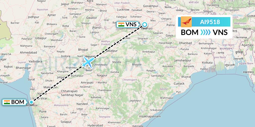AI9518 Flight Status Air India: Mumbai to Varanasi (AIC9518)