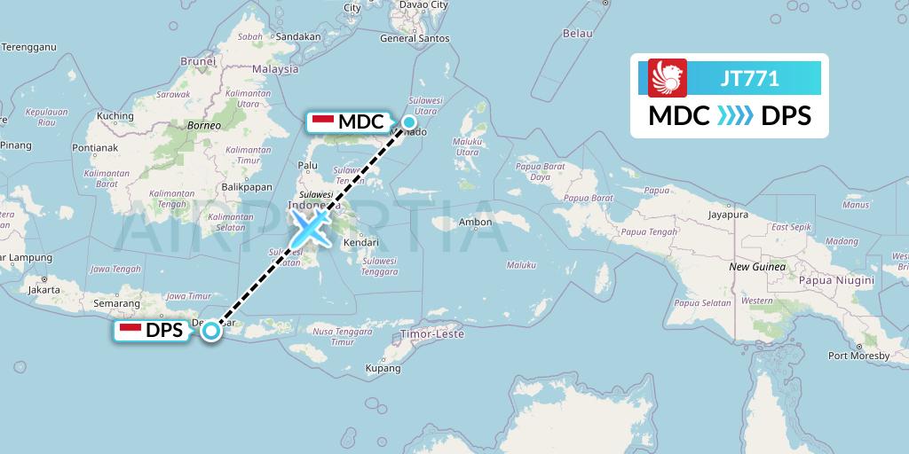 JT771 Flight Status Lion Airlines: Manado to Denpasar (LNI771)