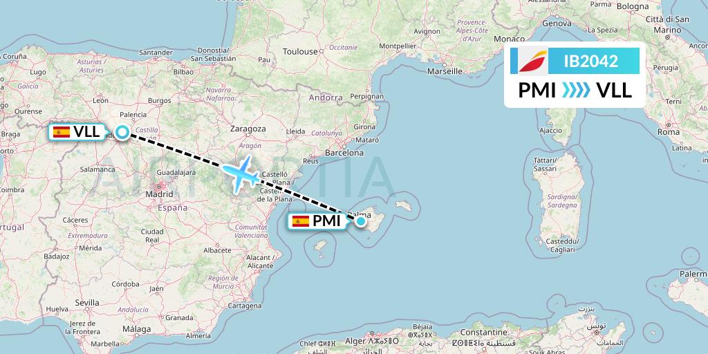 IB2042 Flight Status Iberia: Palma de Mallorca to Valladolid (IBE2042)