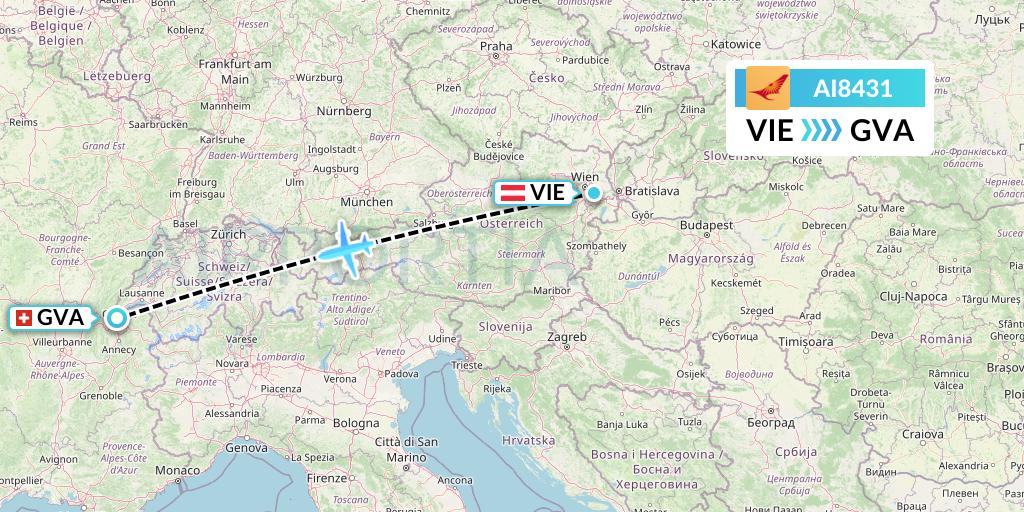 AI8431 Flight Status Air India: Vienna to Geneva (AIC8431)