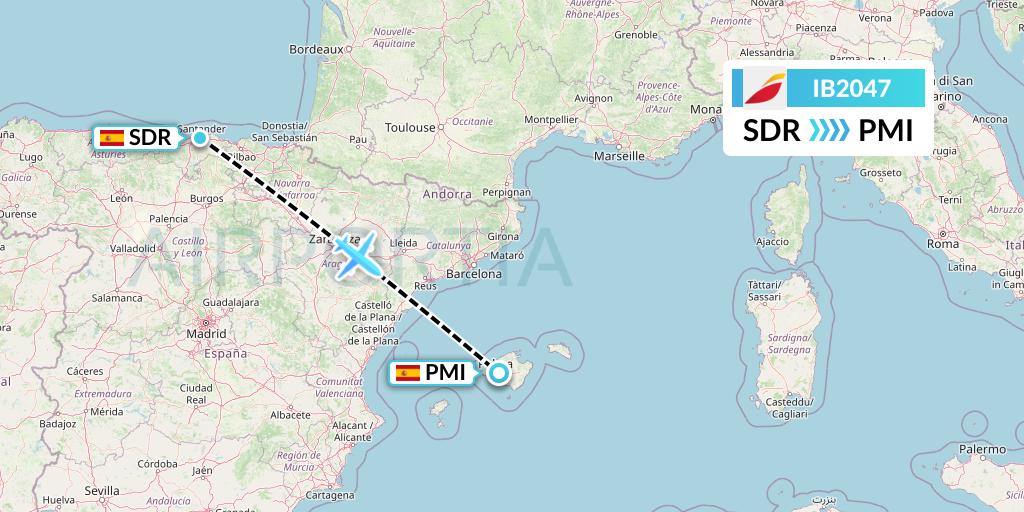 IB2047 Flight Status Iberia: Santander to Palma de Mallorca (IBE2047)