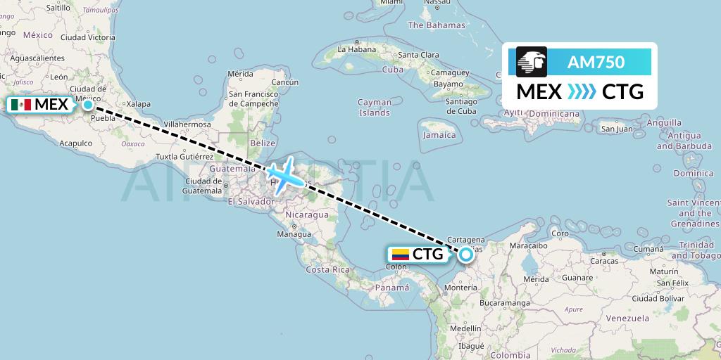 AM750 Flight Status Aeromexico: Mexico City to Cartagena (AMX750)