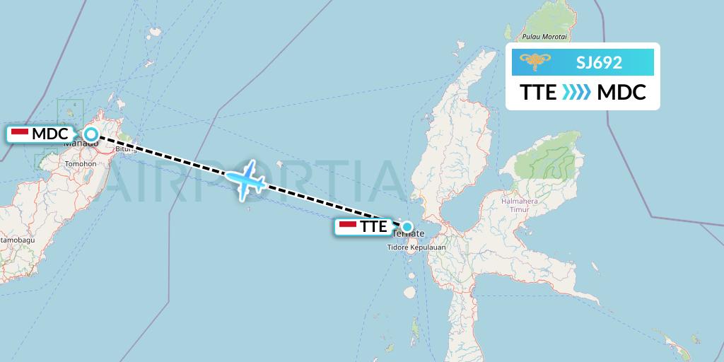 SJ692 Flight Status Sriwijaya Air: Ternate to Manado (SJY692)
