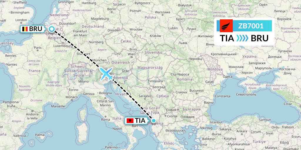 ZB7001 Flight Status Air Albania: Tirana to Brussels (ABN7001)