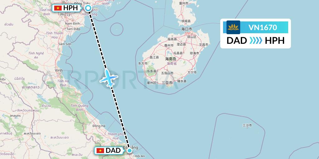 VN1670 Flight Status Vietnam Airlines: Da Nang to Haiphong (HVN1670)