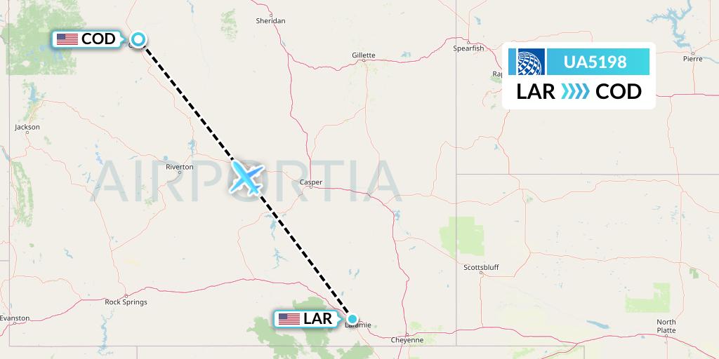 UA5198 Flight Status United Airlines: Laramie to Cody (UAL5198)