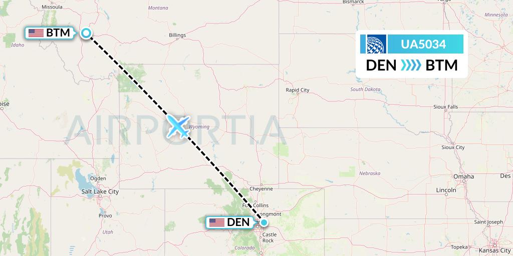 UA5034 Flight Status United Airlines: Denver to Butte (UAL5034)