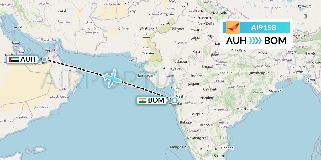 AI9158 Flight Status Air India: Abu Dhabi to Mumbai (AIC9158)