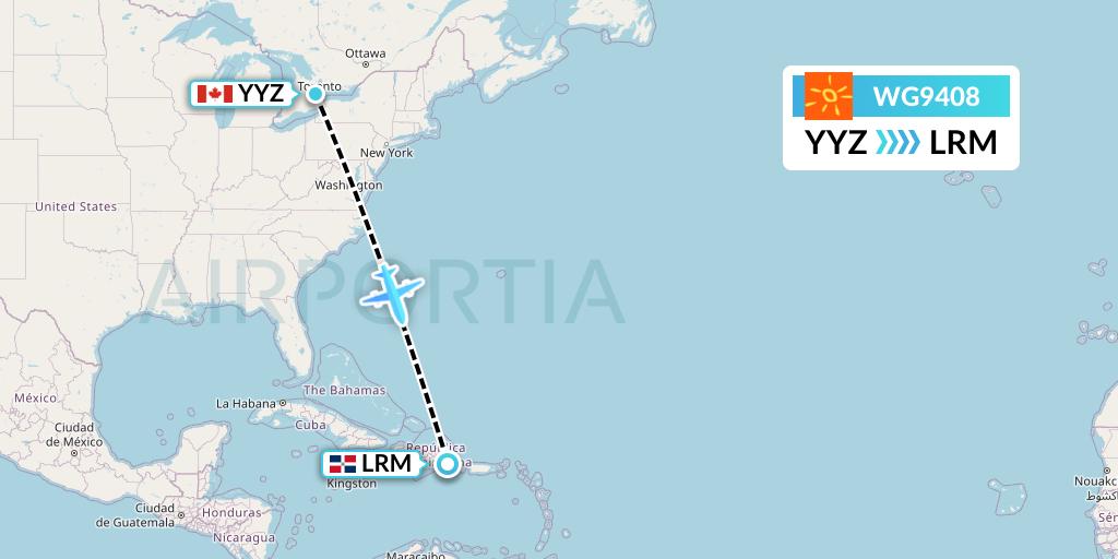 WG9408 Flight Status Sunwing Airlines: Toronto to La Romana (SWG9408)