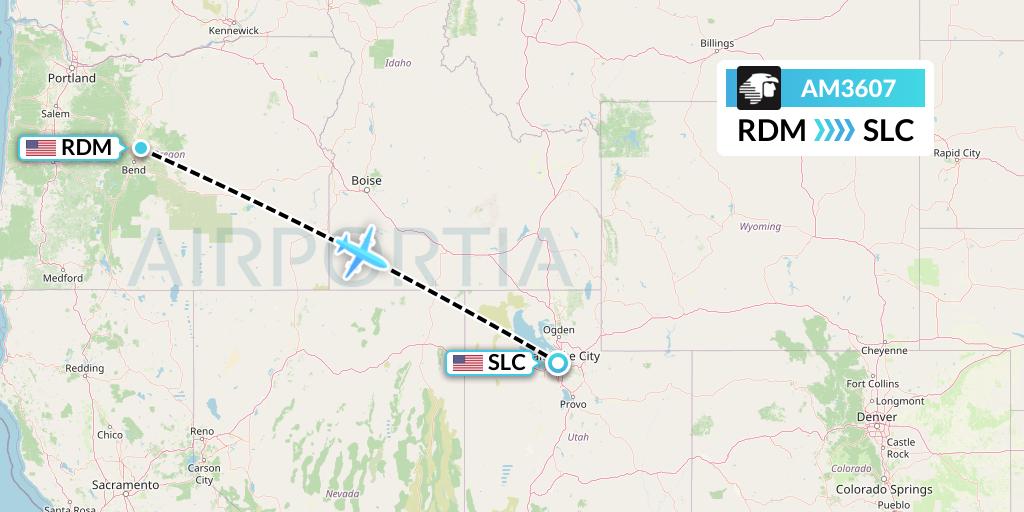 AM3607 Flight Status Aeromexico: Redmond to Salt Lake City (AMX3607)