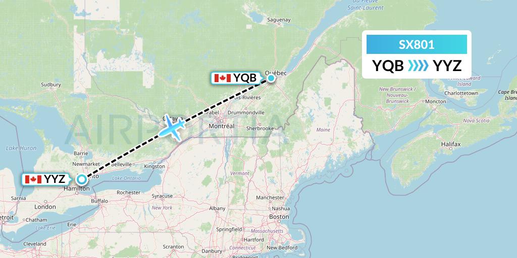 SX801 Flight Status Flygta Airlines: Quebec to Toronto (TOR801)