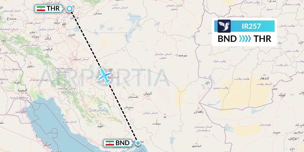 IR257 Flight Status Iran Air: Bandar Abbas to Tehran (IRA257)