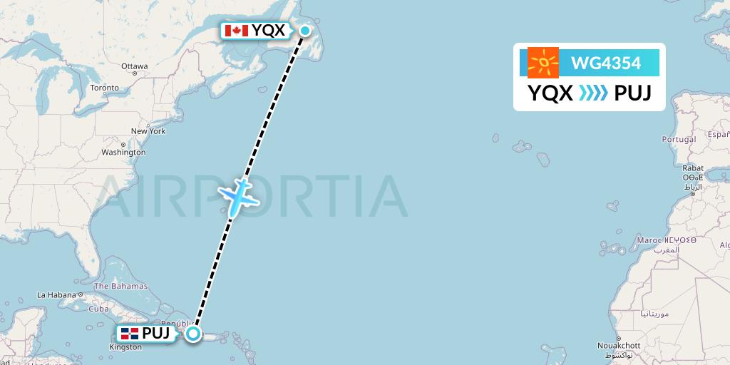 WG4354 Flight Status Sunwing Airlines: Gander to Punta Cana (SWG4354)
