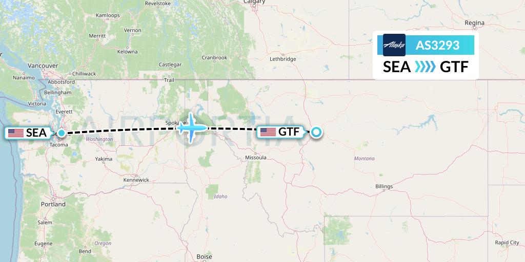 AS3293 Flight Status Alaska Airlines: Seattle to Great Falls (ASA3293)