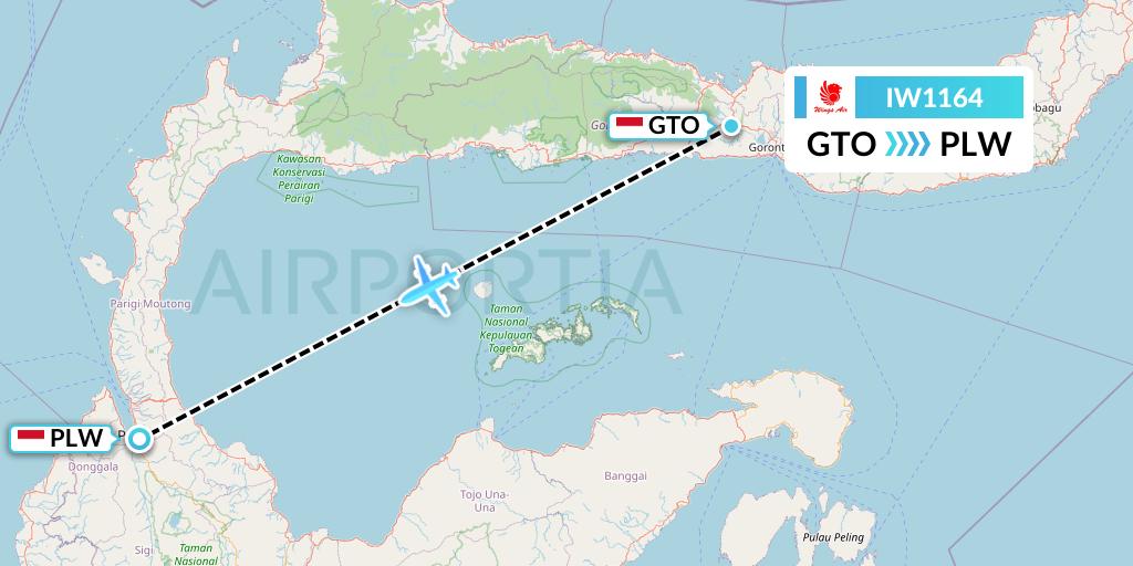 IW1164 Flight Status Wings Air: Gorontalo to Palu (WON1164)
