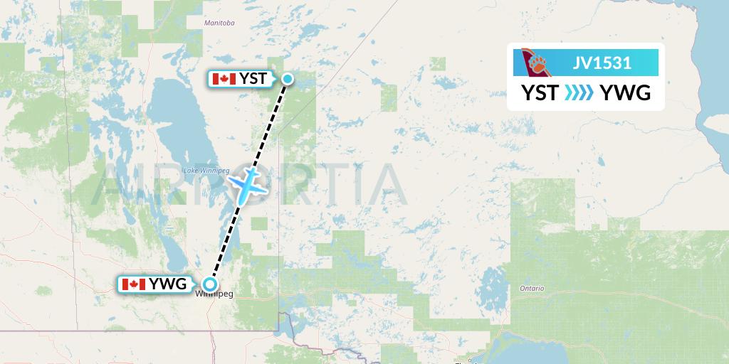 JV1531 Flight Status Bearskin Airlines: St. Theresa Point to Winnipeg ...