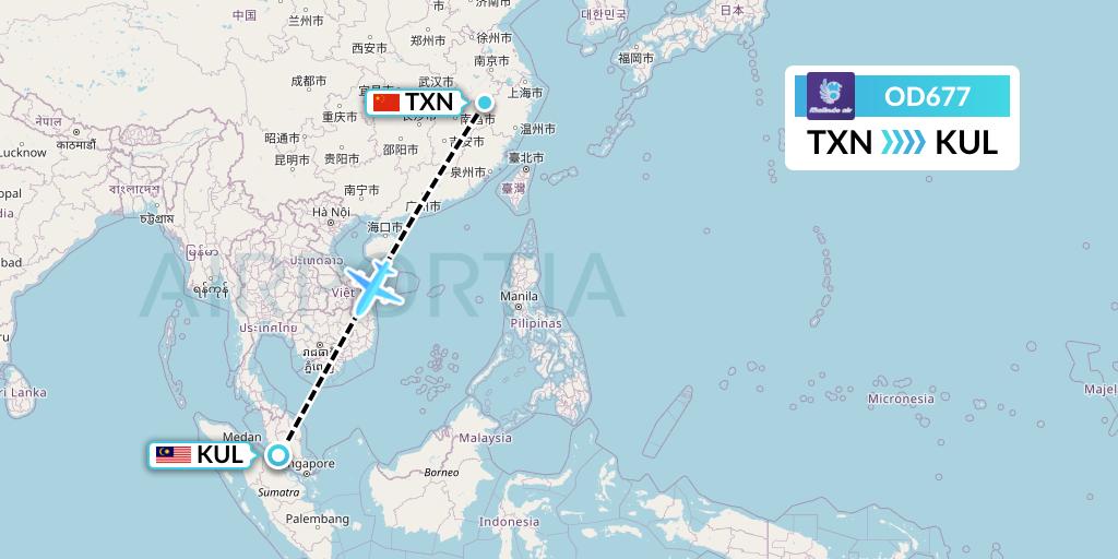 OD677 Flight Status Batik Air Malaysia: Huangshan City to Kuala Lumpur ...
