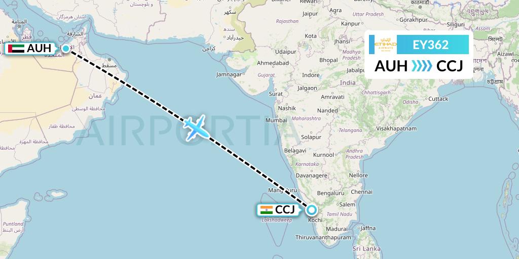 EY362 Flight Status Etihad Airways: Abu Dhabi to Kozhikode (ETD362)