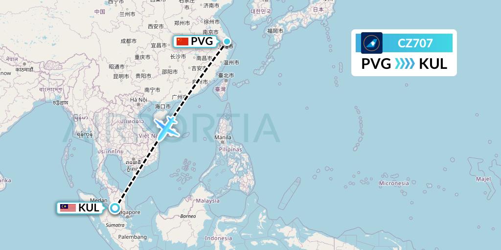 CZ707 Flight Status China Southern Airlines: Shanghai to Kuala Lumpur ...