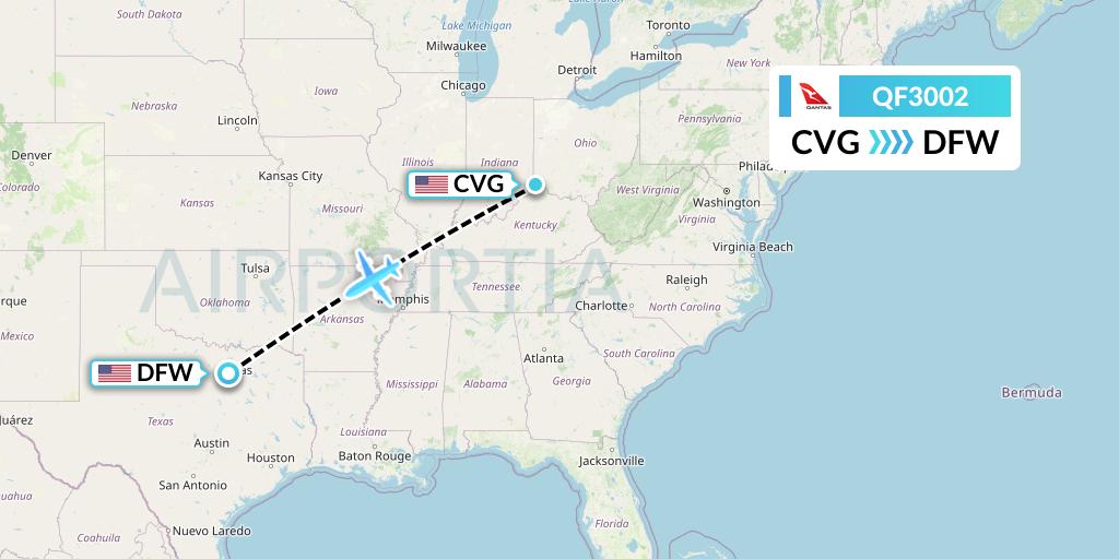 QF3002 Flight Status Qantas: Cincinnati to Dallas (QFA3002)