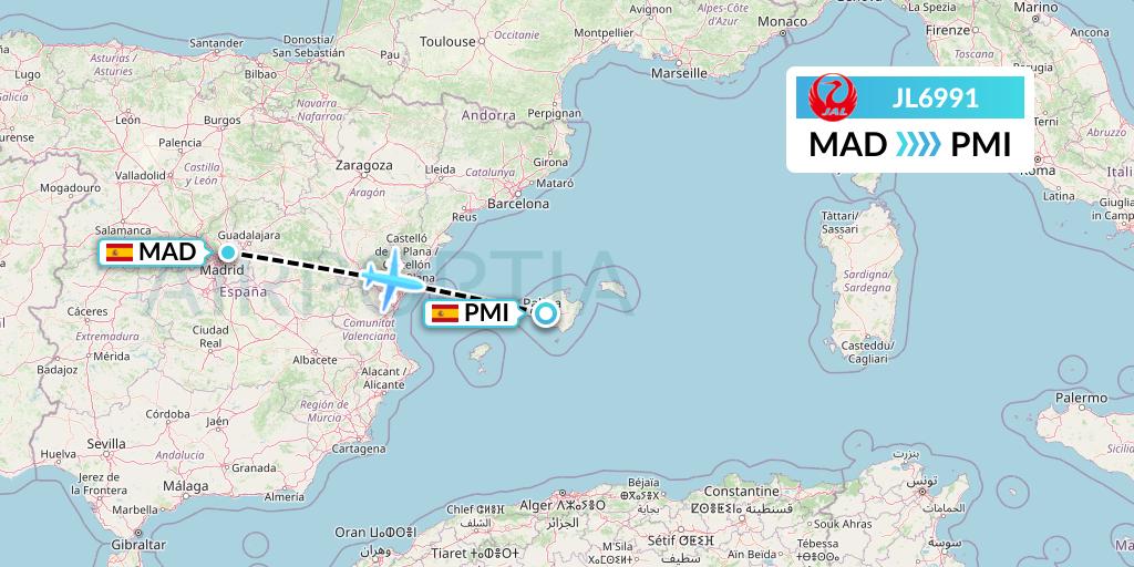 JL6991 Flight Status Japan Airlines: Madrid to Palma de Mallorca (JAL6991)