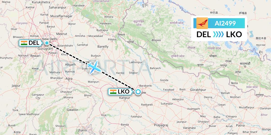 AI2499 Flight Status Air India: Delhi to Lucknow (AIC2499)