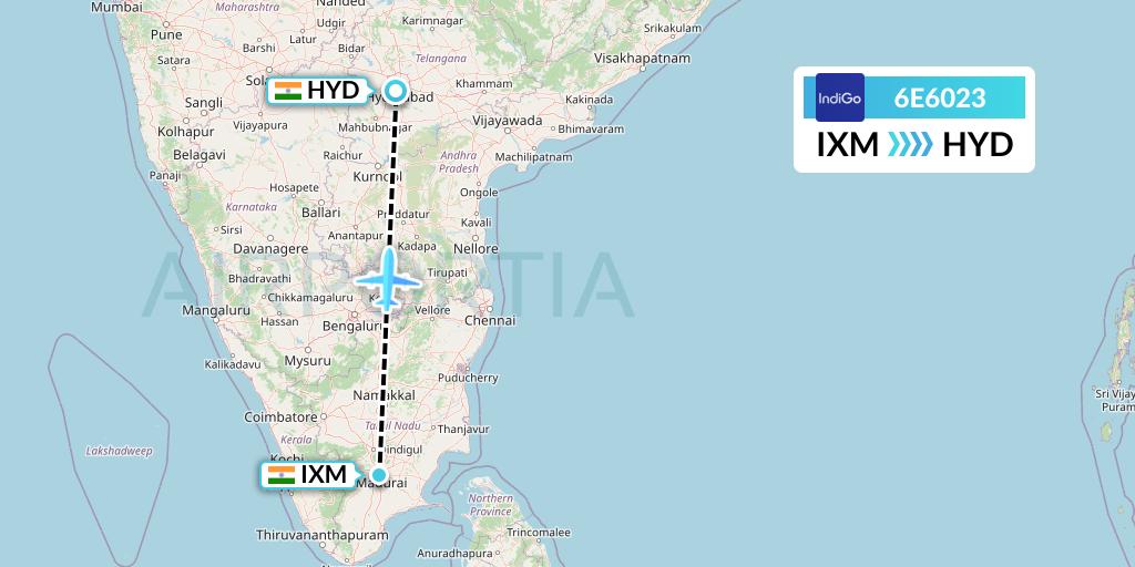6E6023 Flight Status IndiGo Airlines: Madurai to Hyderabad (IGO6023)