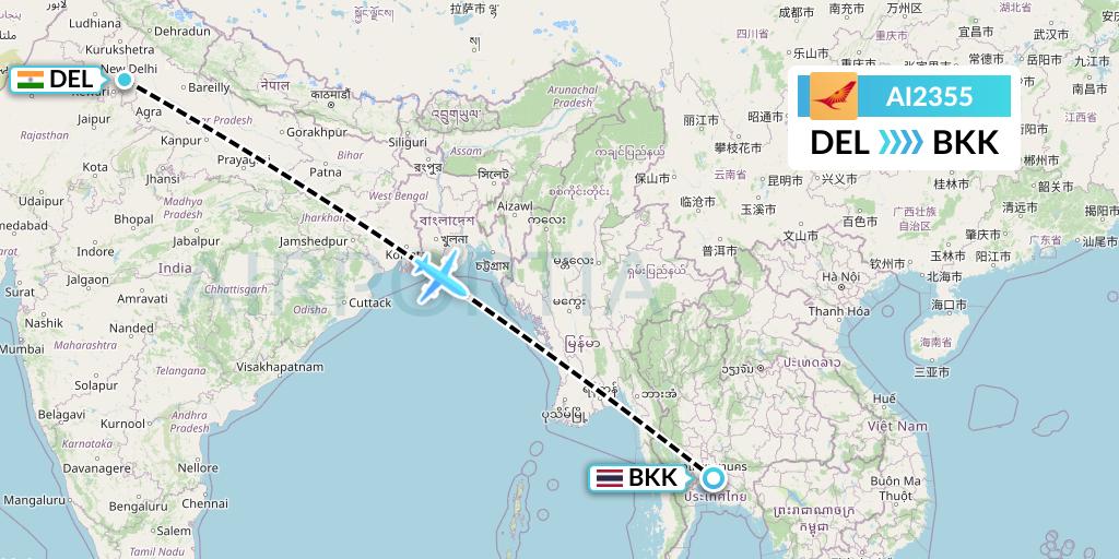 AI2355 Flight Status Air India: Delhi to Bangkok (AIC2355)