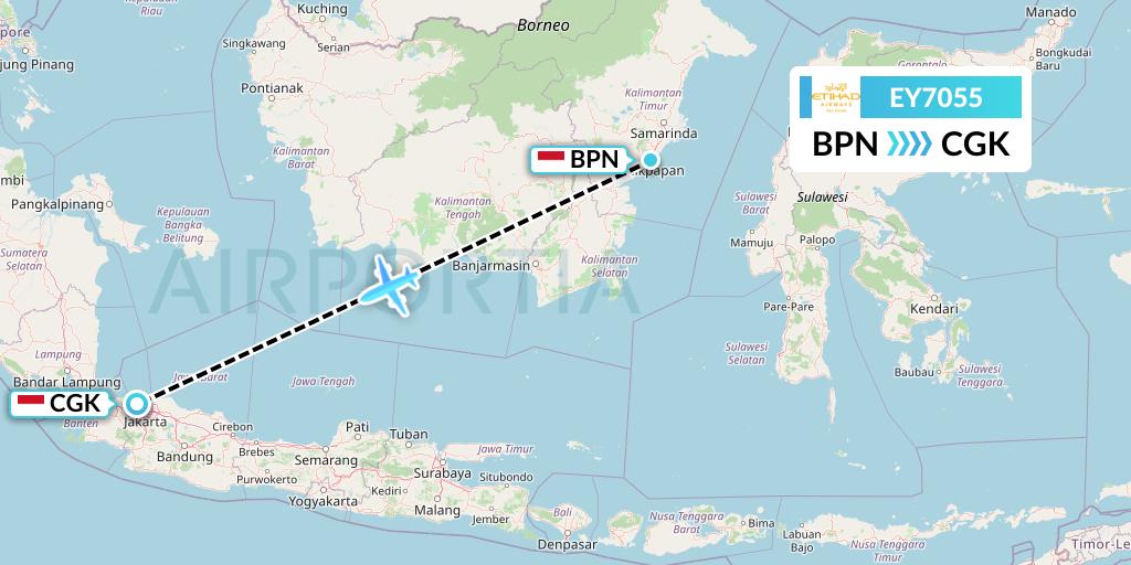 EY7055 Flight Status Etihad Airways: Balikpapan to Jakarta (ETD7055)