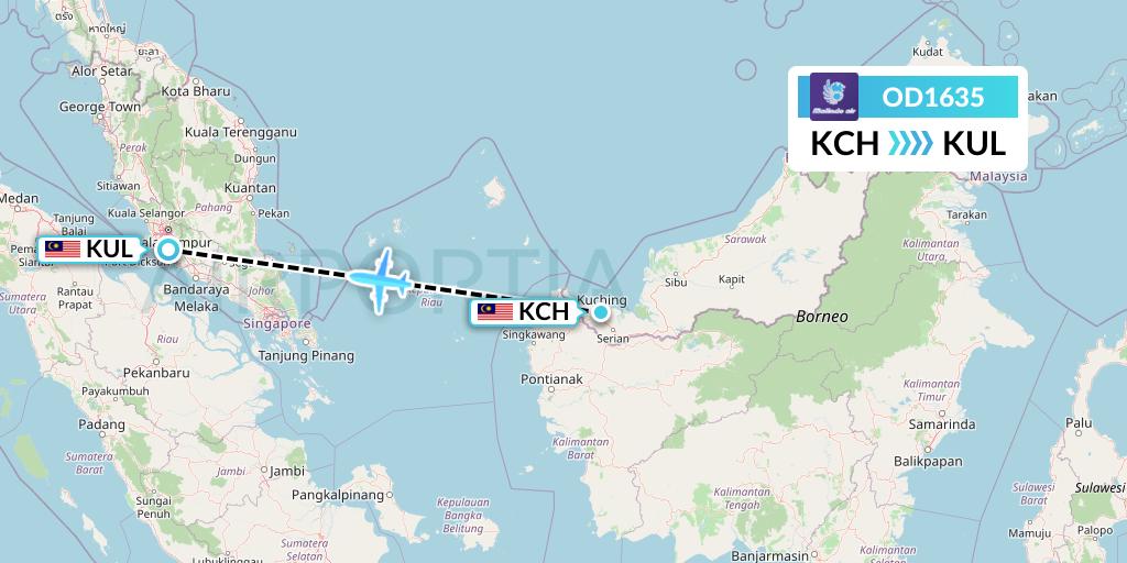 OD1635 Flight Status Batik Air Malaysia: Kuching to Kuala Lumpur (MXD1635)