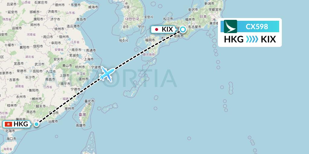 CX598 Flight Status Cathay Pacific: Hong Kong to Osaka (CPA598)