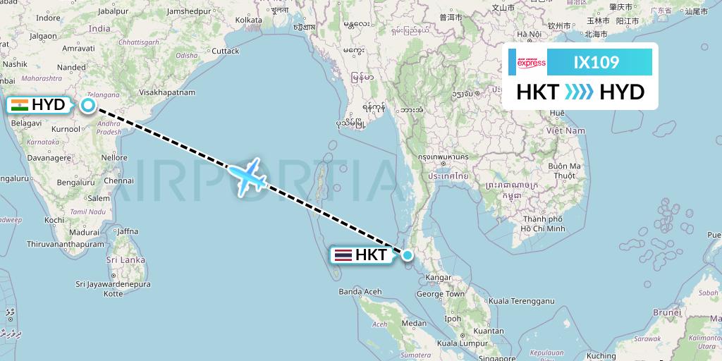 IX109 Flight Status Air India Express: Phuket to Hyderabad (AXB109)