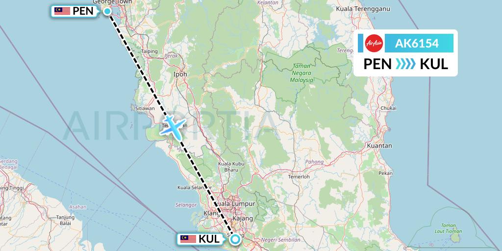 AK6154 Flight Status AirAsia: Penang to Kuala Lumpur (AXM6154)