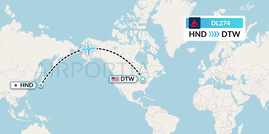 DL274 Flight Status Delta Air Lines: Tokyo to Detroit (DAL274)