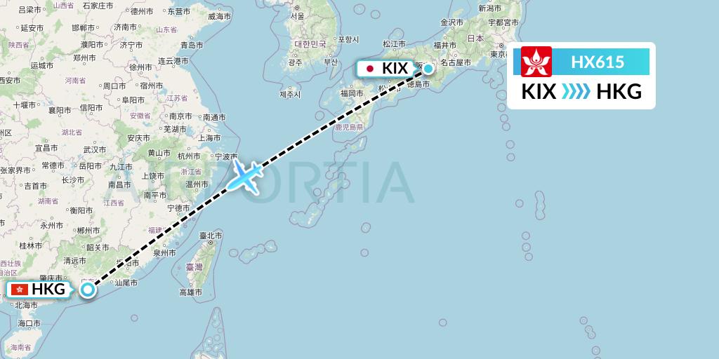HX615 Flight Status Hong Kong Airlines: Osaka to Hong Kong (CRK615)