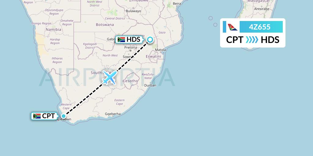 4Z655 Flight Status Airlink: Cape Town to Hoedspruit (LNK655)