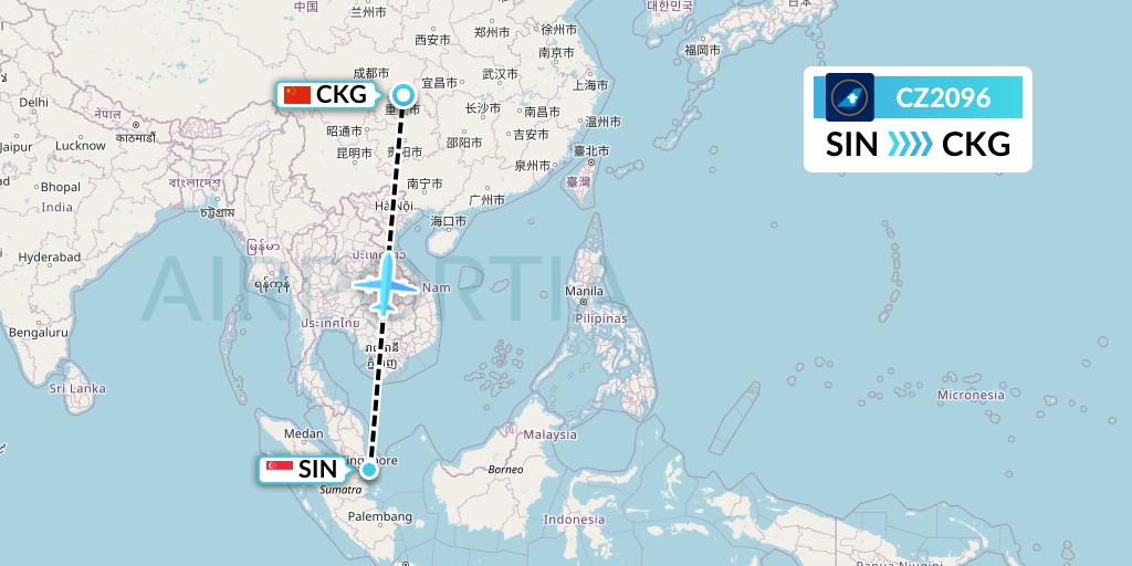 CZ2096 Flight Status China Southern Airlines: Singapore to Chongqing ...