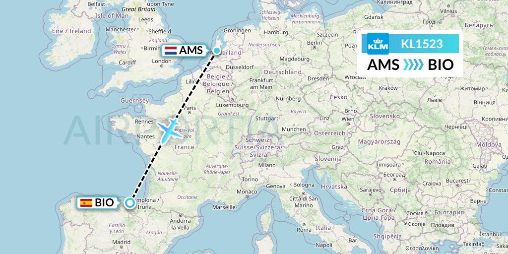 KL1523 Flight Status KLM: Amsterdam to Bilbao (KLM1523)