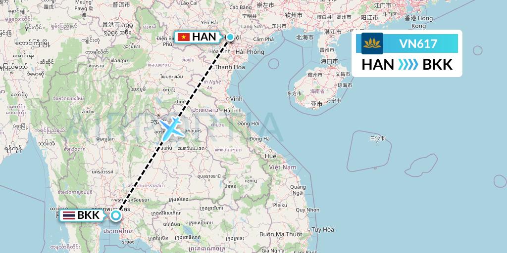 VN617 Flight Status Vietnam Airlines: Hanoi to Bangkok (HVN617)