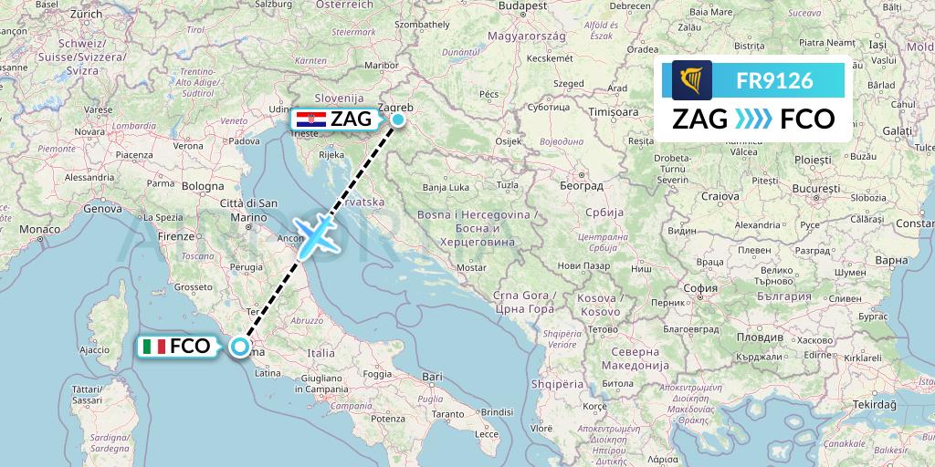 FR9126 Flight Status Ryanair: Zagreb to Rome (RYR9126)
