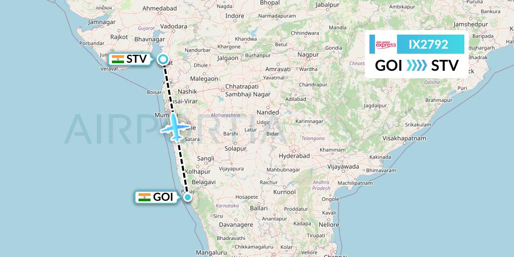 IX2792 Flight Status Air India Express: Goa to Surat (AXB2792)