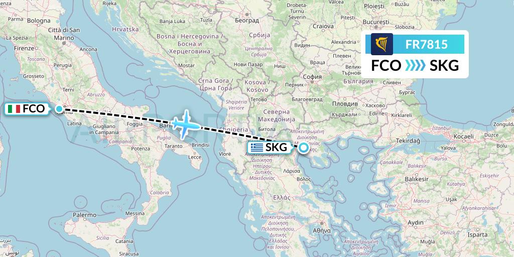 FR7815 Flight Status Ryanair: Rome to Thessaloniki (RYR7815)