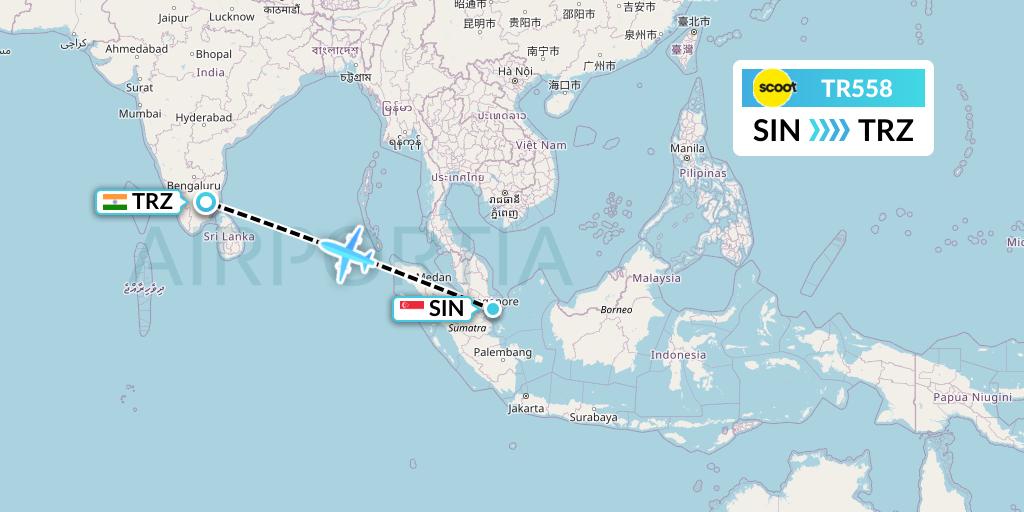 TR558 Flight Status Tigerair: Singapore to Tiruchirapalli (TGW558)
