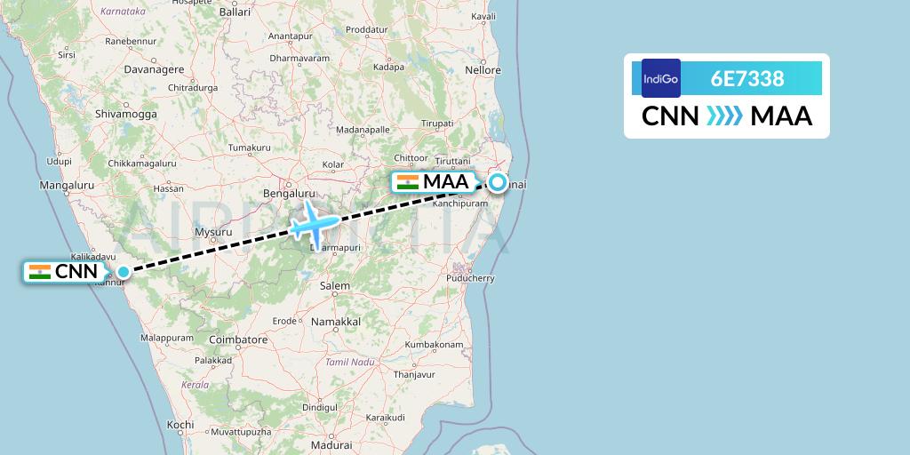 6E7338 Flight Status IndiGo Airlines: Mattannur to Chennai (IGO7338)