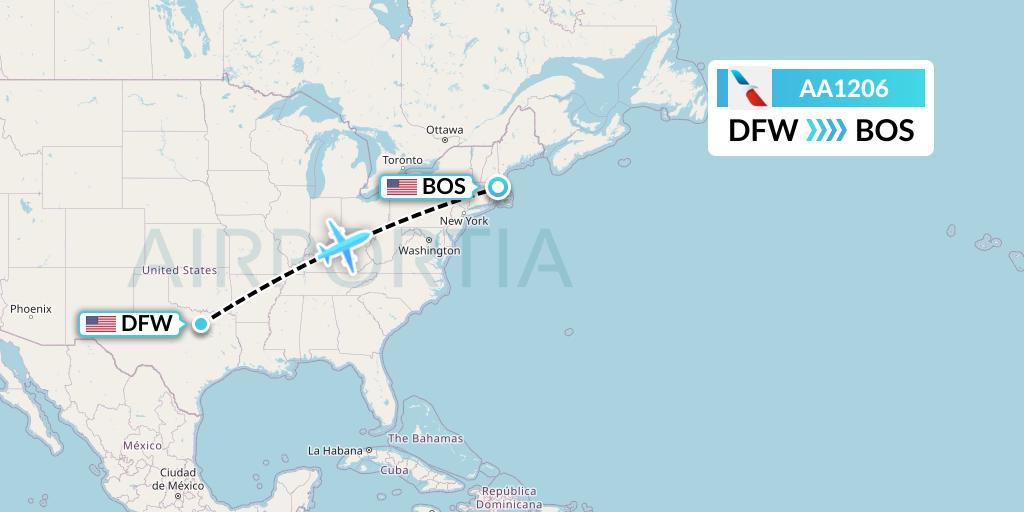 AA1206 Flight Status American Airlines: Dallas to Boston (AAL1206)