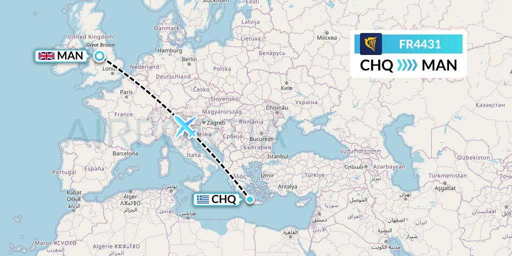 FR4431 Flight Status Ryanair: Chania to Manchester (RYR4431)
